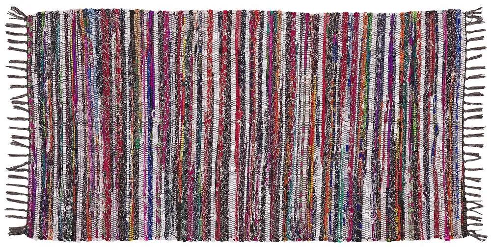 Krátkovlasý tmavý barevný bavlněný koberec 80x150 cm DANCA Beliani