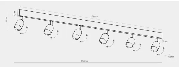 Bodové svítidlo TOP 6xGU10/10W/230V zlatá/černá