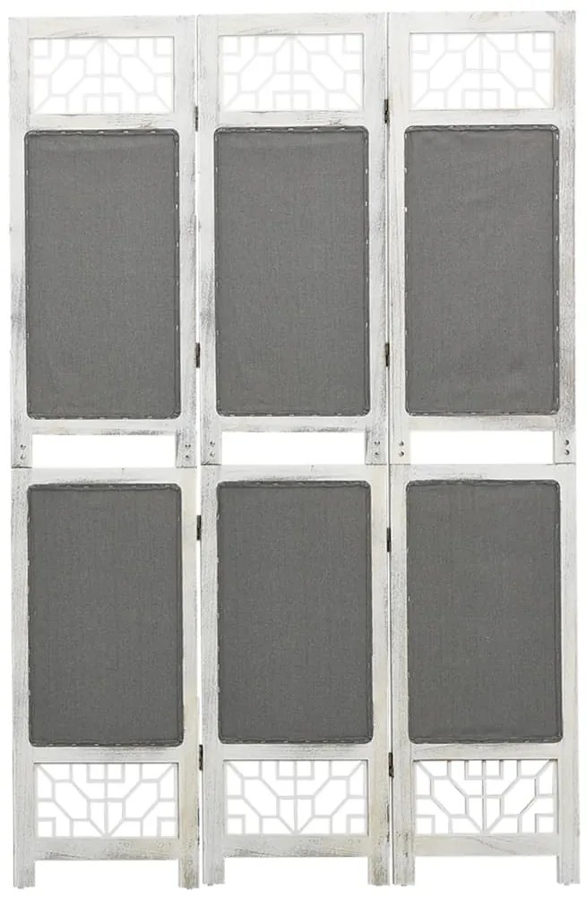 3dílný paraván šedý 105 x 165 cm textil 338554