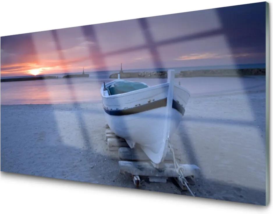 Plexisklo obraz Loďka Pláž Slunce Krajina