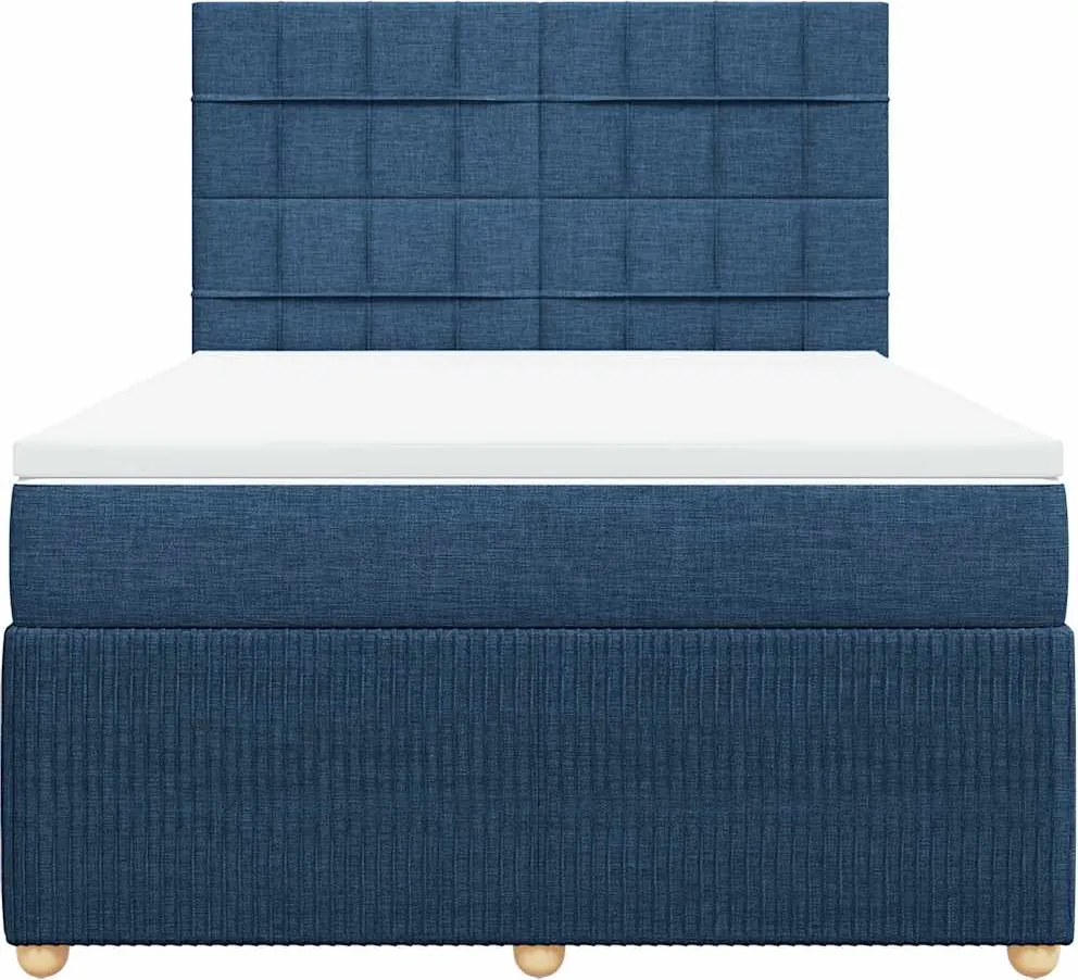 Box spring postel s matrací modrá 140x200 cm textil 3292085