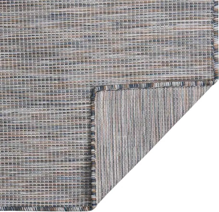Venkovní hladce tkaný koberec 100x200 cm hnědý a modrý 340815