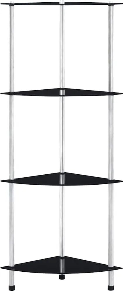 4patrová police černá 30 × 30 × 100 cm tvrzené sklo 249520