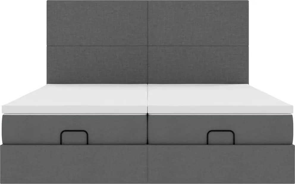 Osmanský rám postele s matrací tmavě šedá 180x200cm textil 3313672