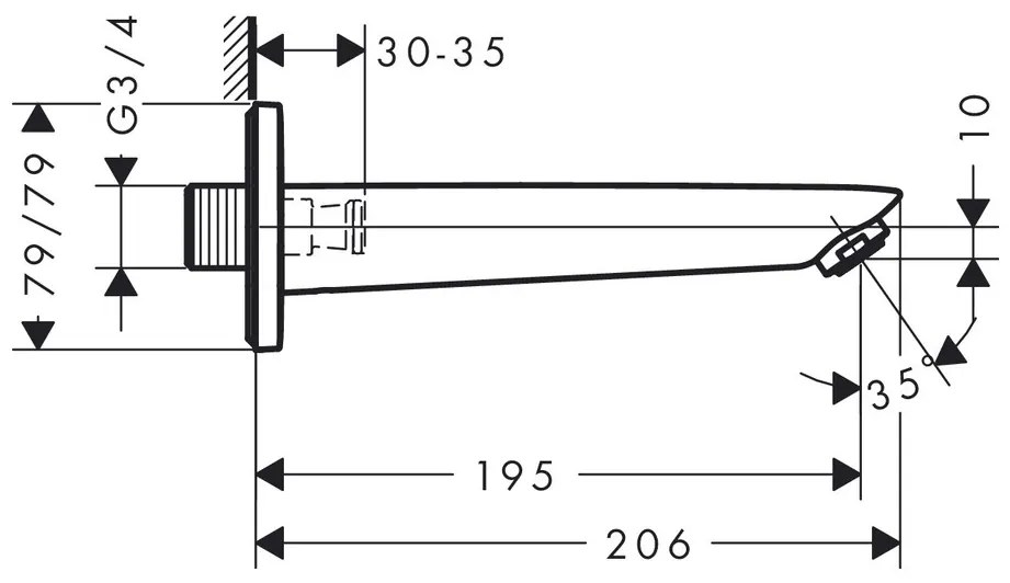 Hansgrohe Logis, vanový výtok 195 mm, chromová, HAN-71410000