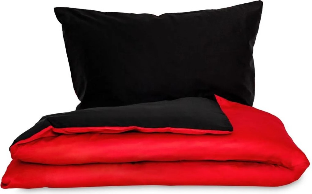 Saténové povlečení LUXURY COLLECTION červené/černé - 1x 240/200, 2x 70/90cm