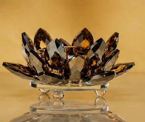 svícen, styl blízký východ, sklo, 5,5x11x11 cm, zlatá, Dekorino SD20260014