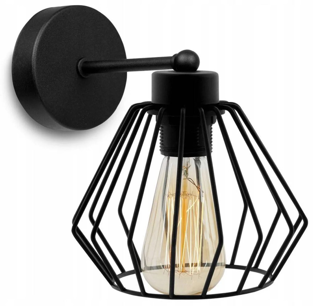 Light for home - Industriální nástěnné svítidlo s kovovým stínítkem NUVOLA 2034/K LH029, E27, Černá