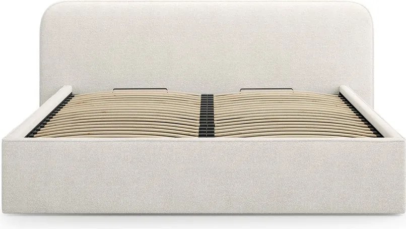 Světle šedá čalouněná dvoulůžková postel s úložným prostorem s roštem 140x200 cm Elizabeth – Micadoni