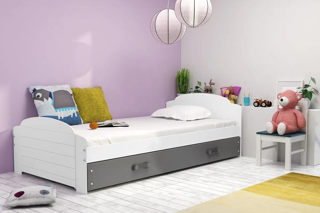 BMS Group Dětská postel s úložným prostorem LILI 200x90 bílá Barva šuplíku: Modrá