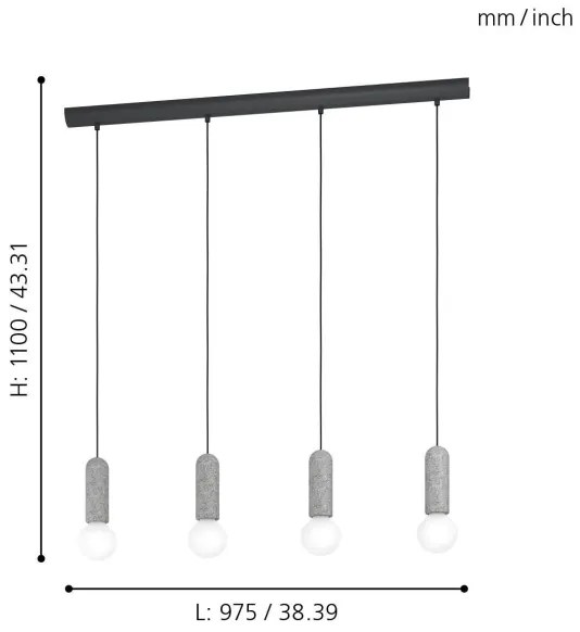 Eglo 39832 - Lustr na lanku GIACONECCHIA 4xE27/40W/230V