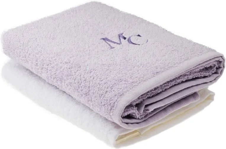 Sada bílého a fialového ručníku Sally