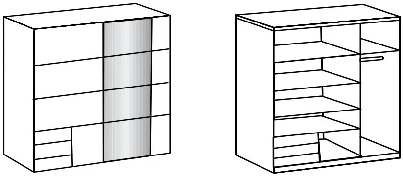 Šatní skříň se zrcadlem Emden, 135 cm, bílá