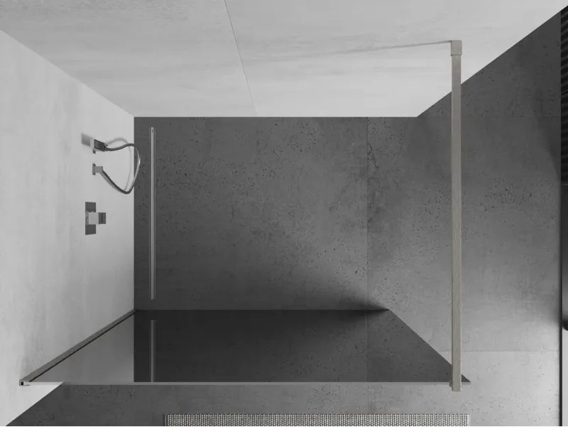 Mexen Kioto, sprchová zástěna Walk-In 140 x 200 cm, 8mm sklo vzor zrcadlo, broušená ocel profil, 800-140-101-97-50