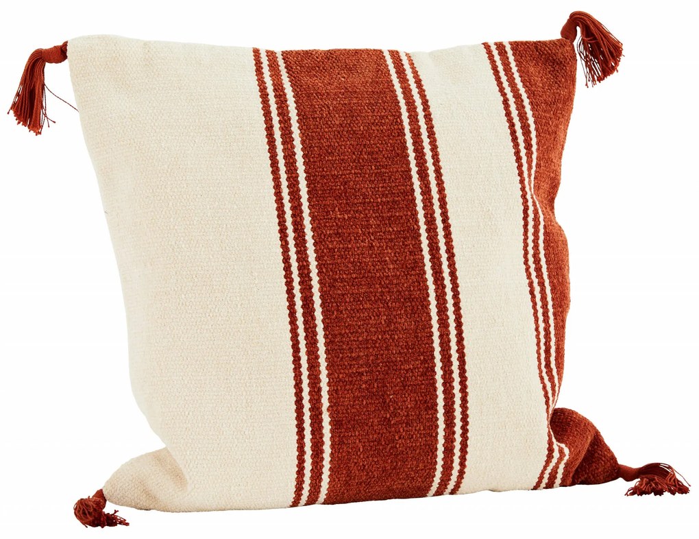 MADAM STOLTZ Bavlněný povlak na polštář Chenille Brick 50×50 cm, červená barva, krémová barva, textil