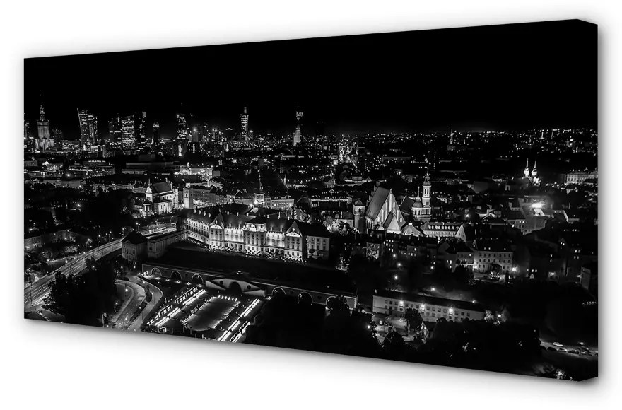Obrazy na plátně Noční panorama Varšavy mrakodrapů 120x60 cm