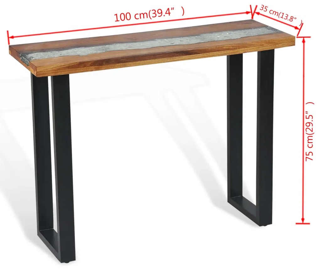 vidaXL Odkládací stolek, teak, 100x35x75 cm