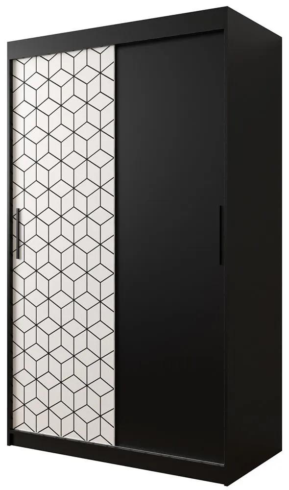 Šatní skříň Plaster | 120 cm | černá/bílá
