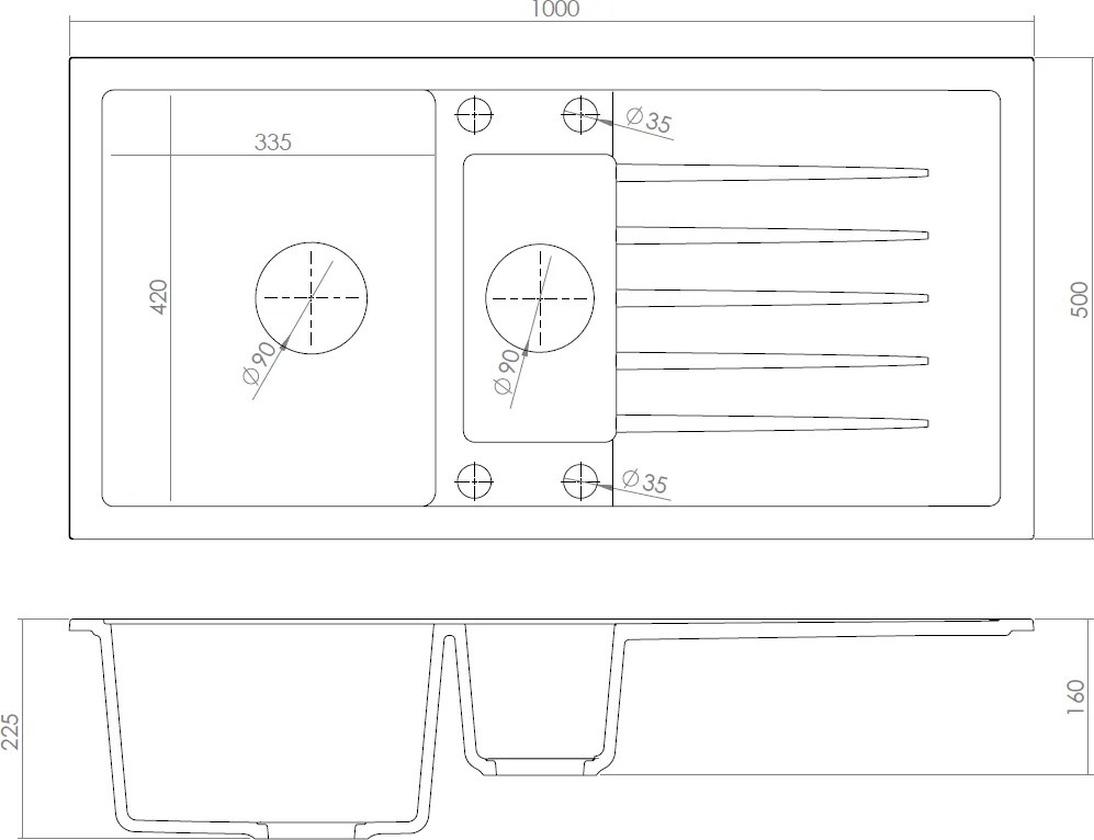 Béžový (pískový) 1,5 komorový kuchyňský granitový dřez QUADRON BRUCE 156 bez baterie