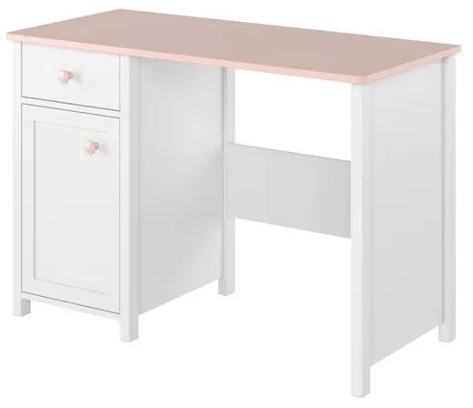 PC stolek 1D1S Luna LN03, Barva: bílá / bílá + růžová, Nástavec: Ano