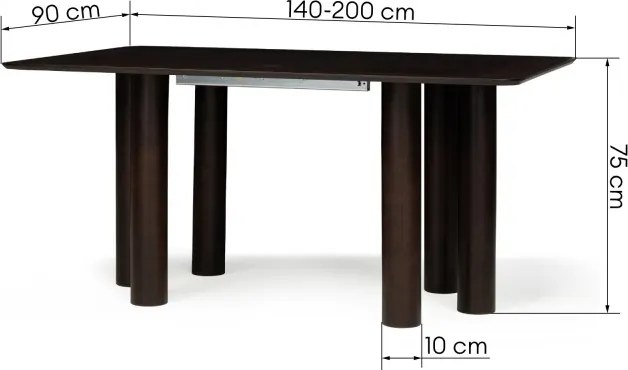 Jídelní rozkládací stůl Loa 140/200 cm z masivu ořech