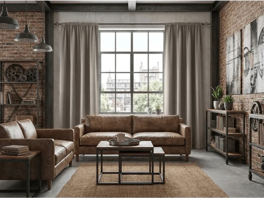 Šedohnědý závěs OXFORD 140x250 cm Zavěšení: Kovové kroužky