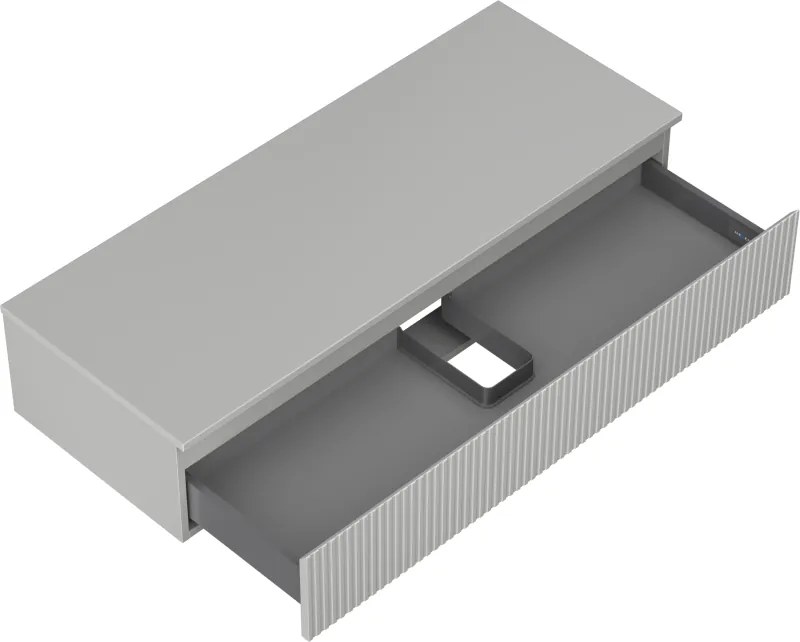 Mexen Rivel, koupelnová skříňka 120 cm s pracovní deskou, 1 zásuvka, drážkovaná, matná šedá, 91A20-12023-1-BFC62