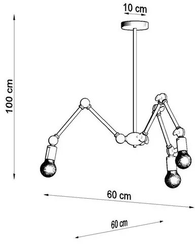 Sollux SL.0611 - Lustr na tyči STARK 3xE27/60W/230V