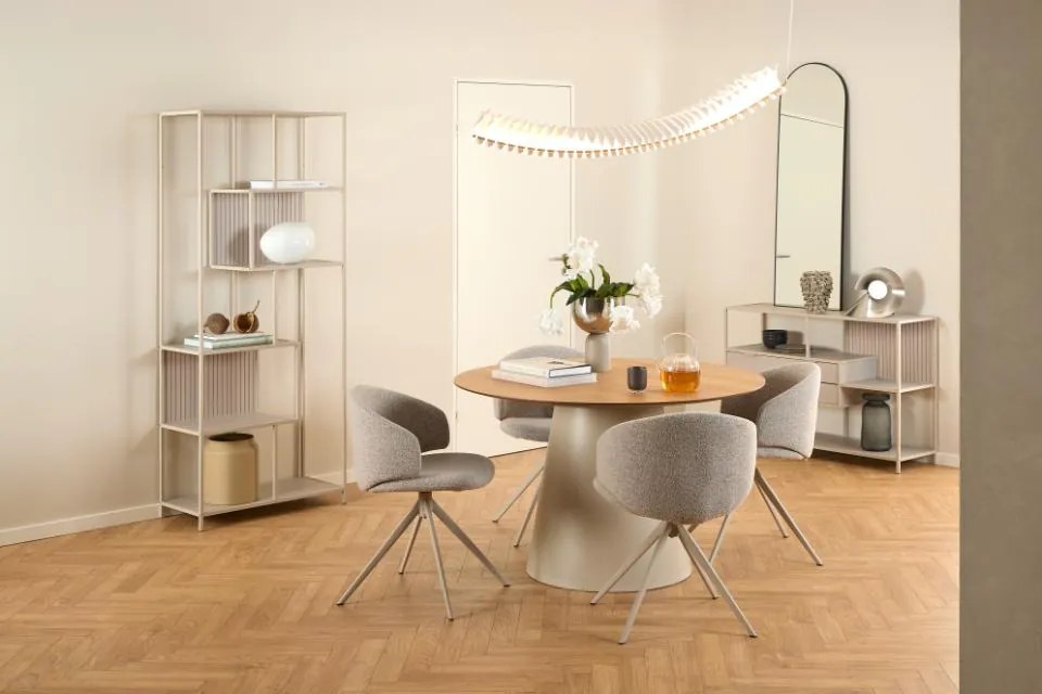 Kulatý jídelní stůl Soli 120 cm dub přírodní/kašmírový
