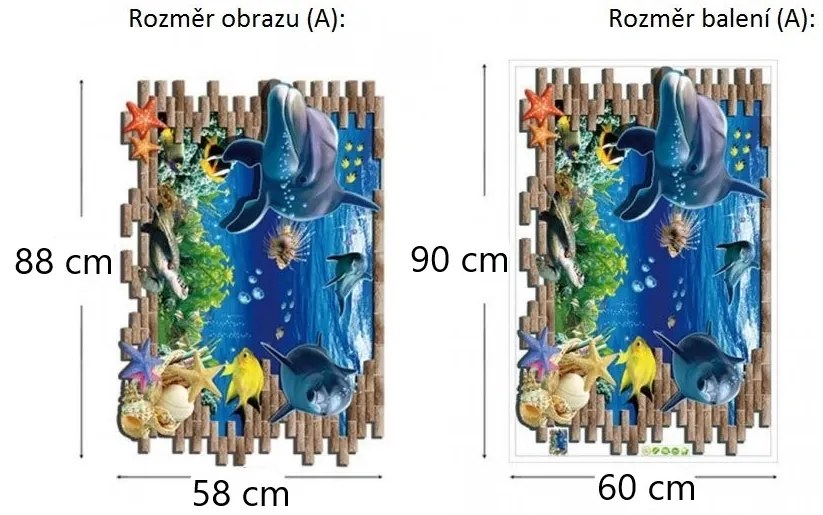 Živá Zeď Samolepka na zeď Roztomilí delfíni Velikost: 88 x 58 cm