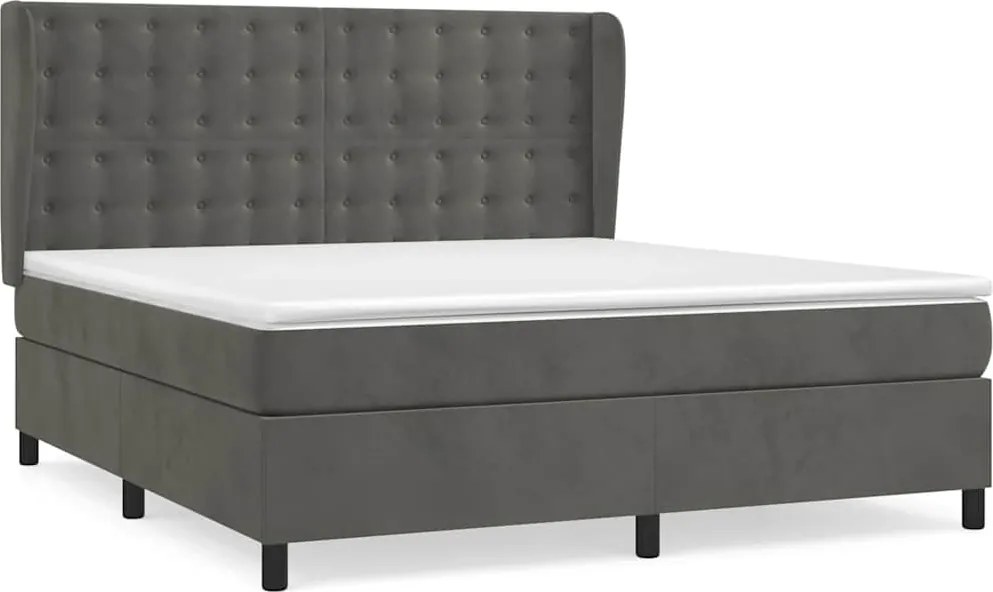 Box spring postel s matrací tmavě šedá 180x200 cm samet 3129466