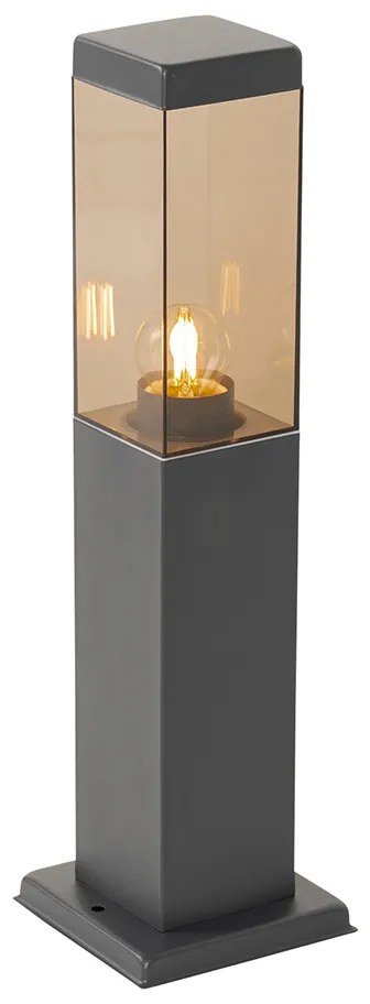 Moderní venkovní lampa tmavě šedá s kouřem 45 cm - Malios