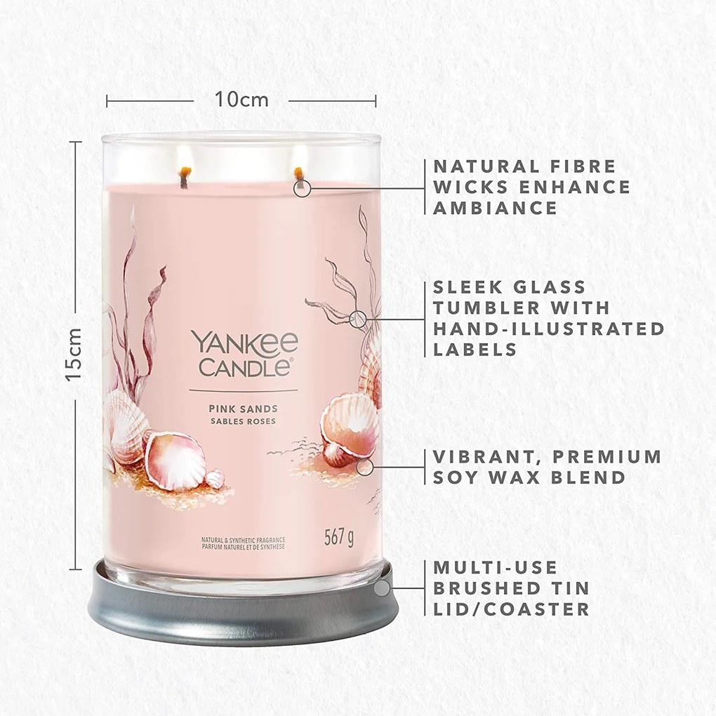 Yankee Candle vonná svíčka Signature Tumbler ve skle velká Pink Sands™  567 g