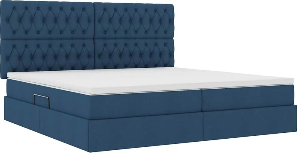 Postel s úložným prostorem a matrací Modrá 200 x 200 cm textil 3371870