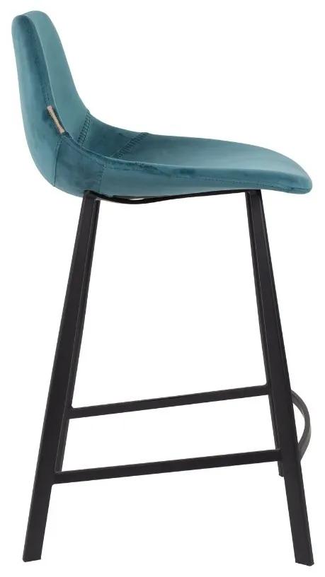 OnaDnes -20% Petrolejová sametová barová židle DUTCHBONE Franky 65 cm