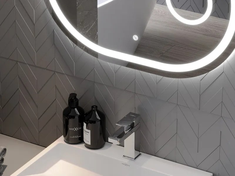 Mexen Umba, LED koupelnové zrcadlo s podsvícením a kosmetickým zrcadlem 80 x 60 cm, 6000K, ochrana proti zamlžování, 9822-080-060-611-00