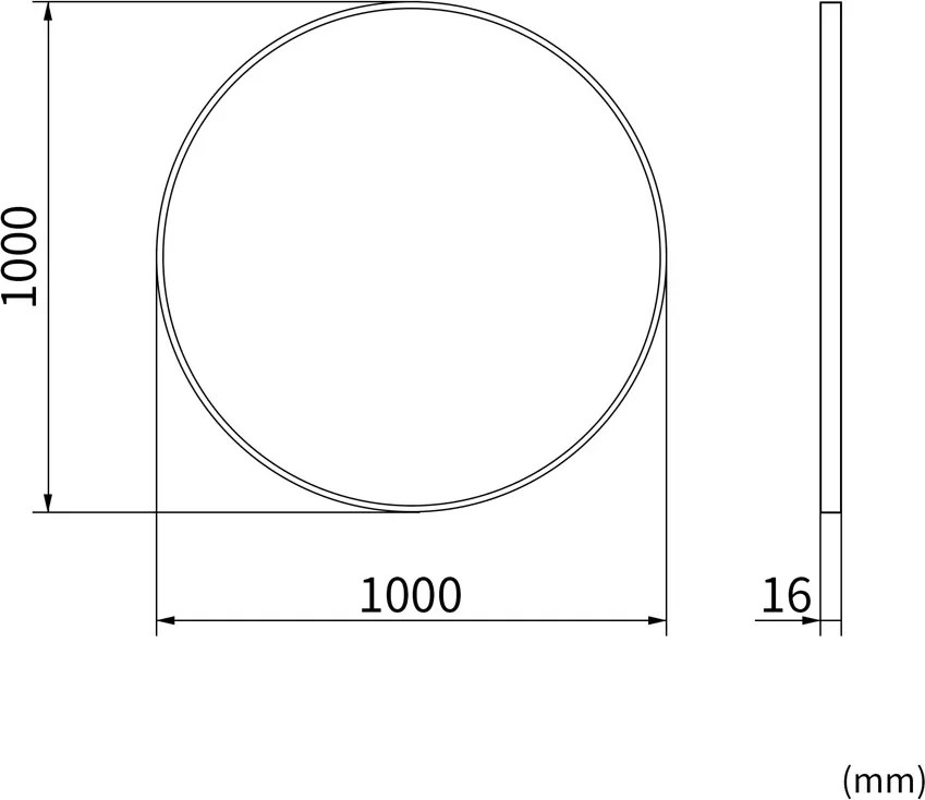 Erga Round, kulaté zrcadlo 100cm, černý rám, ERG-V01-ROUND-1010-BK