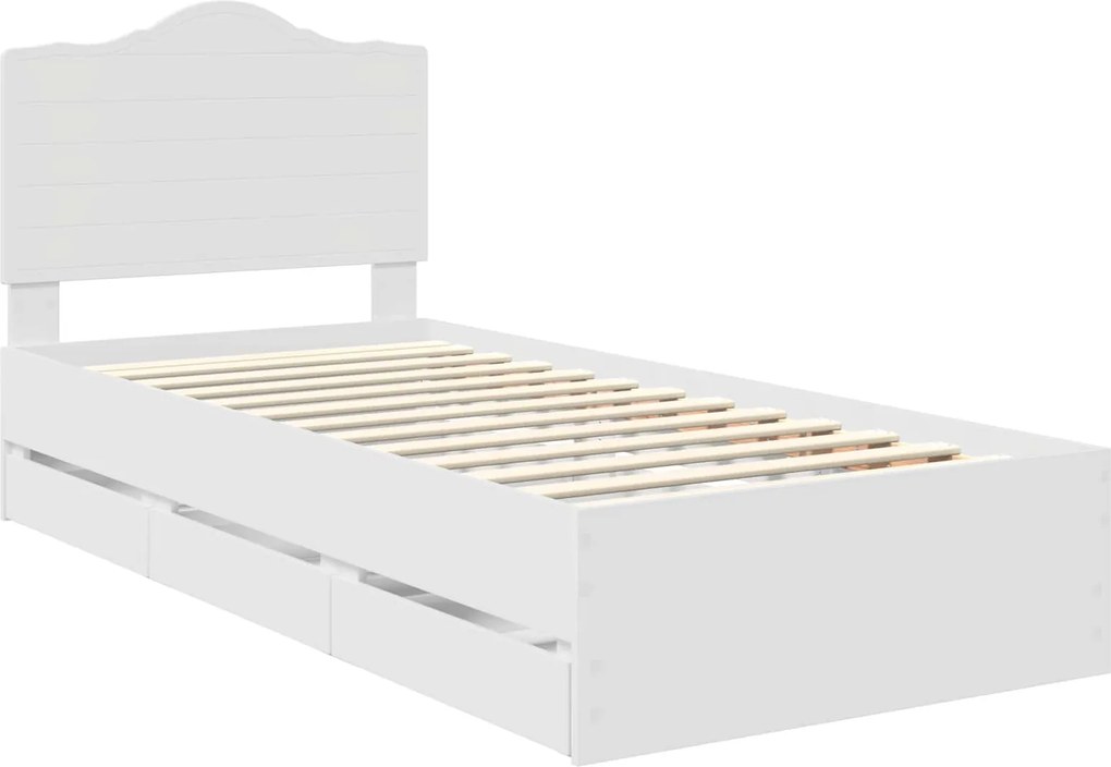 Rám postele se zásuvkou Bílý 75 x 190 cm Inženýrské dřevo 3413464