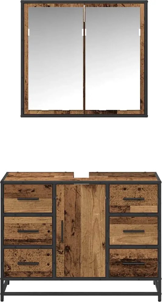 Sada koupelnového nábytku 2 ks Staré dřevo 80 x 33 x 60 cm 3402429