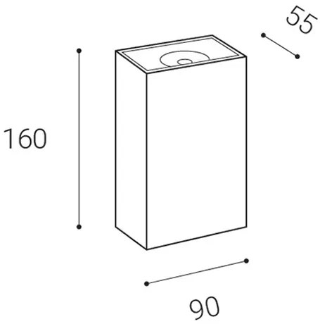LED2 5100434DT Block, nástěnné antracitové svítidlo se svícením nahoru a dolu, 2x3W LED 3000K stmívatelné TRIAC, výška 16cm, IP54