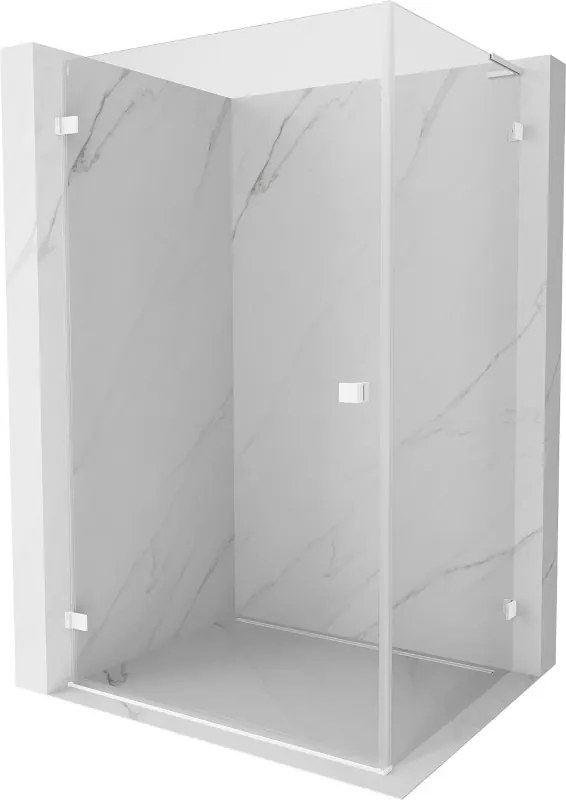 Mexen Lunar-B L, sklápěcí sprchový kout levý 90 x 70 cm, 8mm čiré sklo, bílý profil, 832L-090-070-20-00-L