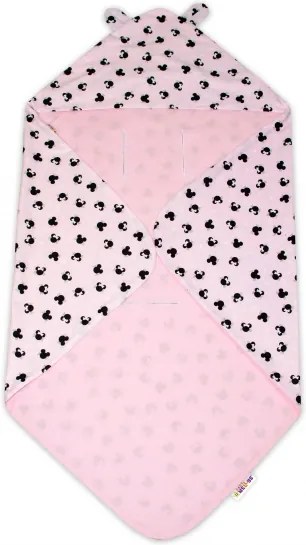 Baby Nellys Bavlněná zavinovací deka s kapucí Baby Nellys - Minnie růžové