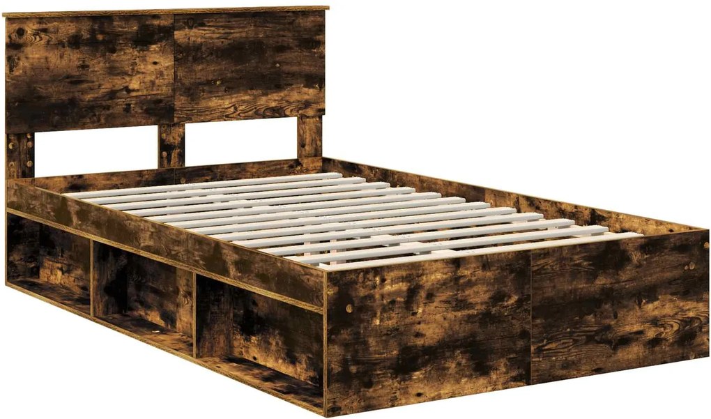 Rám postele s čelo Kouřový dub 120 x 200 cm Kompozitní dřevo 3407908