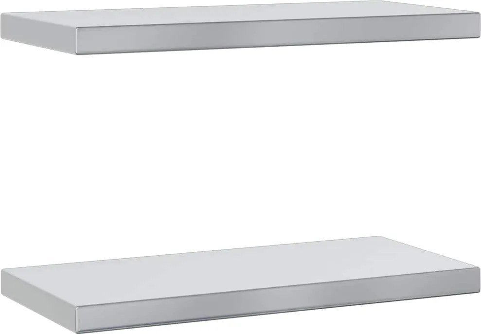 Nástěnné police 2 ks 50 x 23,5 cm stříbrné nerezová ocel 30286
