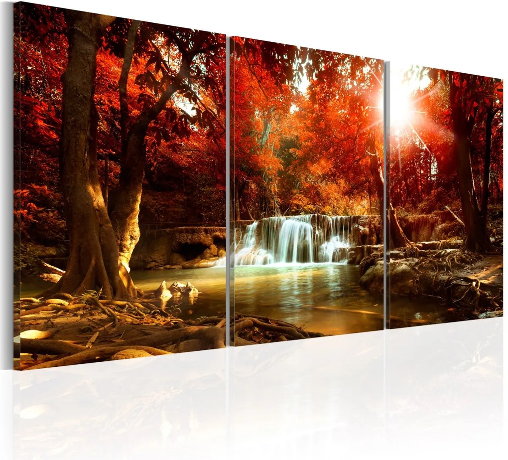 Obraz podzimní vodopád + háčky a hřebíčky ZDARMA Velikost (šířka x výška): 120x60 cm