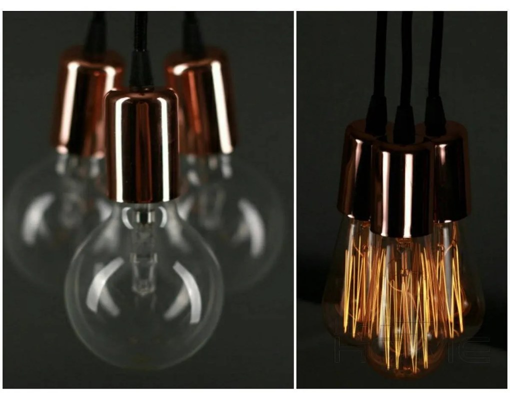 Stropní svítidlo Edison 3, chromové tělo svítidla