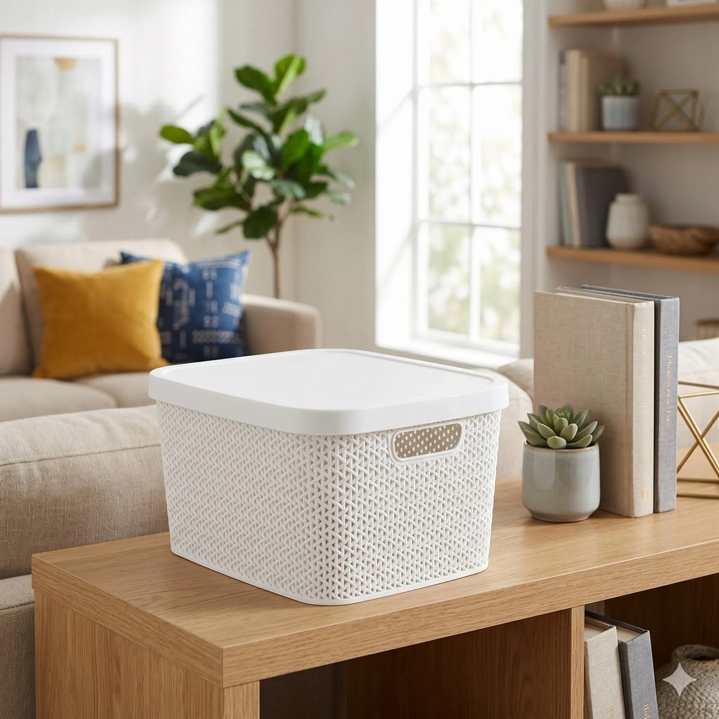 Multifunkční koš s víkem, úložný box s víkem 5,5l ALTOM - bílý