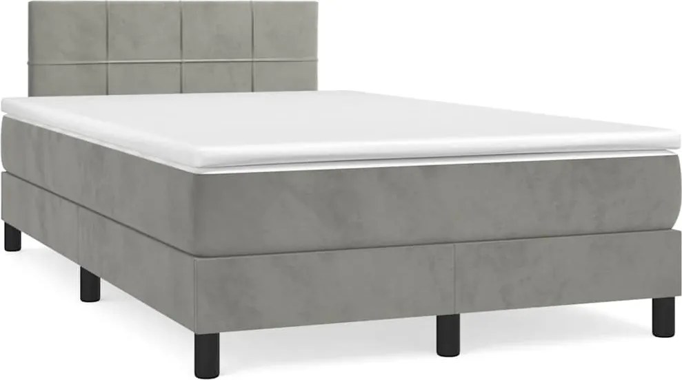 Box spring postel s matrací a LED světle šedá 120x190 cm samet 3270153