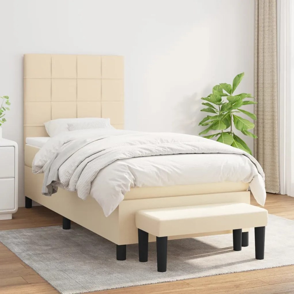 Box spring postel s matrací krémová 100 x 200 cm textil 3136578