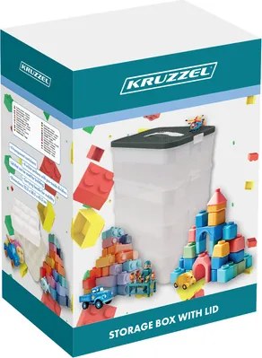 KRUZZEL Box se stavebnicí se 3 úrovněmi - organizér na hračky - Kruzzel